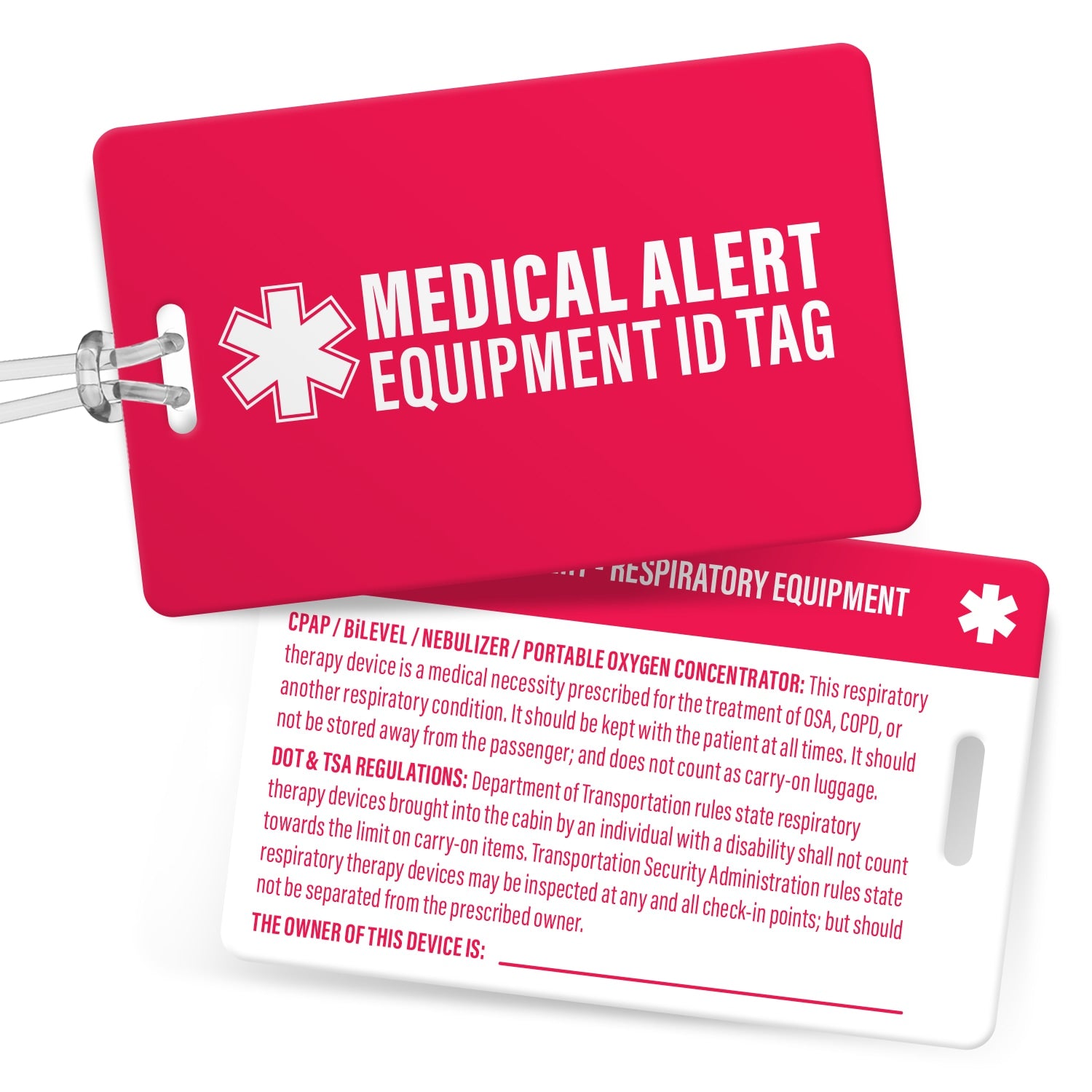 Heavy Duty Medical Alert Luggage Tag for CPAP, BiPAP & Oxygen Therapy ...